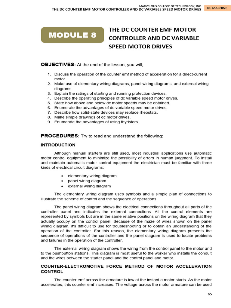 MODULE 8 - The DC Counter EMF Motor Controller and DC Variable Speed ...