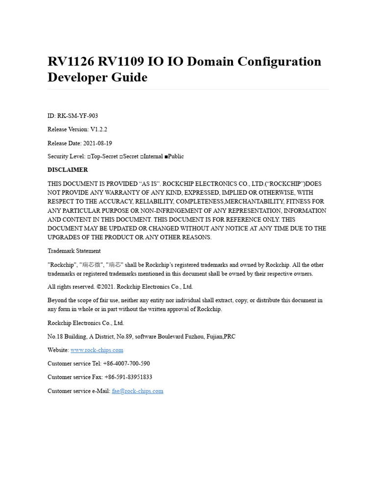 RV1126 RV1109 IO Power Domain Configuration Developer Guide | PDF ...