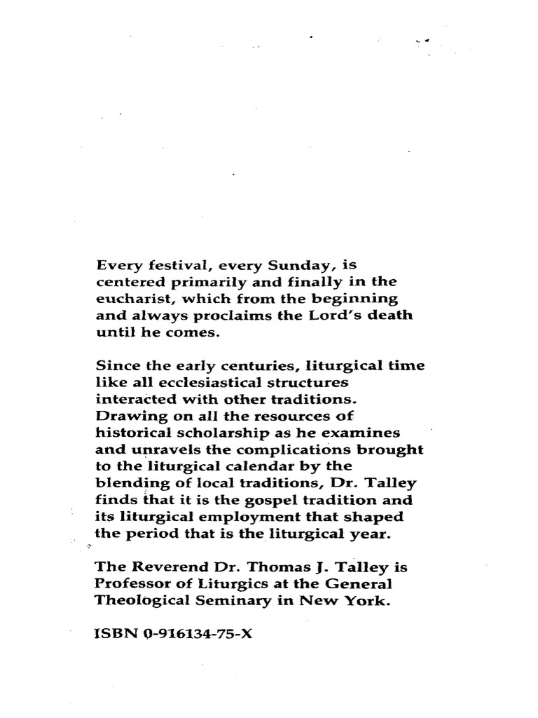 Talley, Thomas - The Origin of The Liturgical Year | PDF | Easter ...
