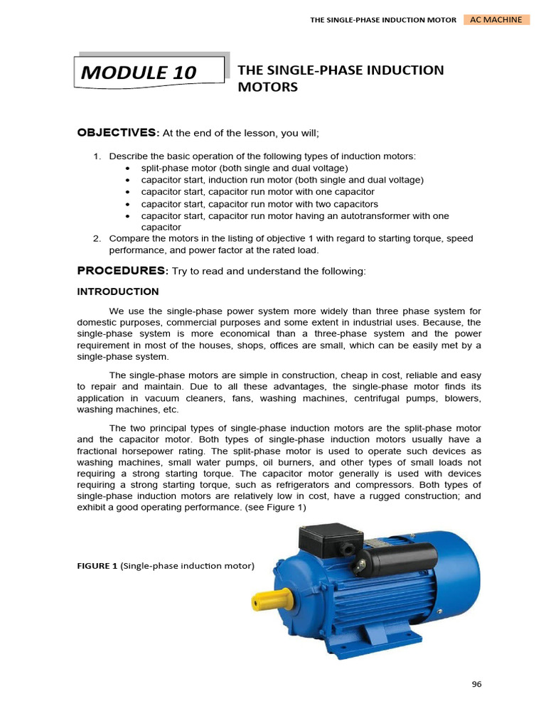 Single-Phase Induction Motor Overview | PDF | Electric Motor | Capacitor