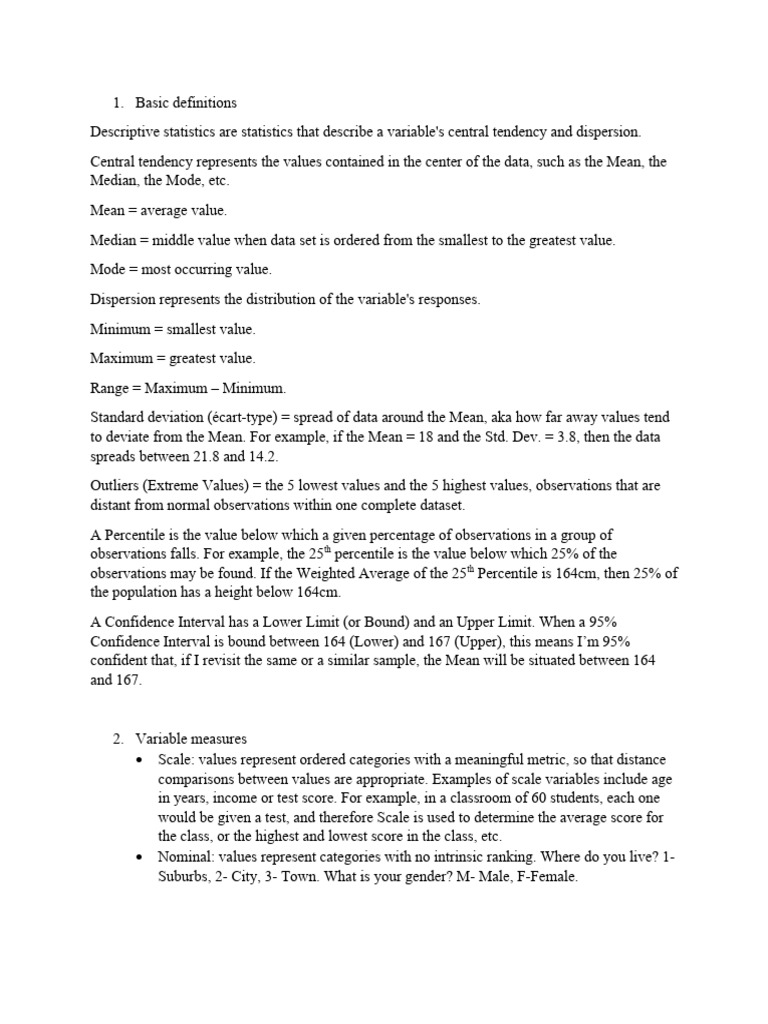 Spss Notes Pdf Quartile Student S T Test