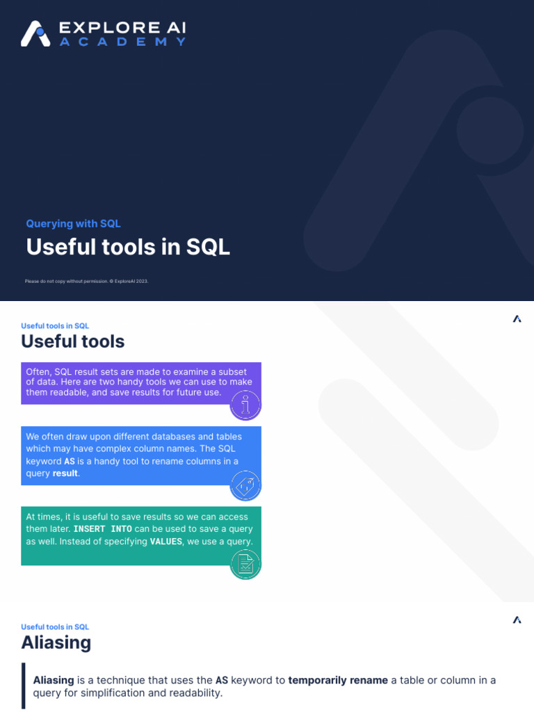 Useful SQL Tools (Slides) | PDF | Sql | Table (Database)