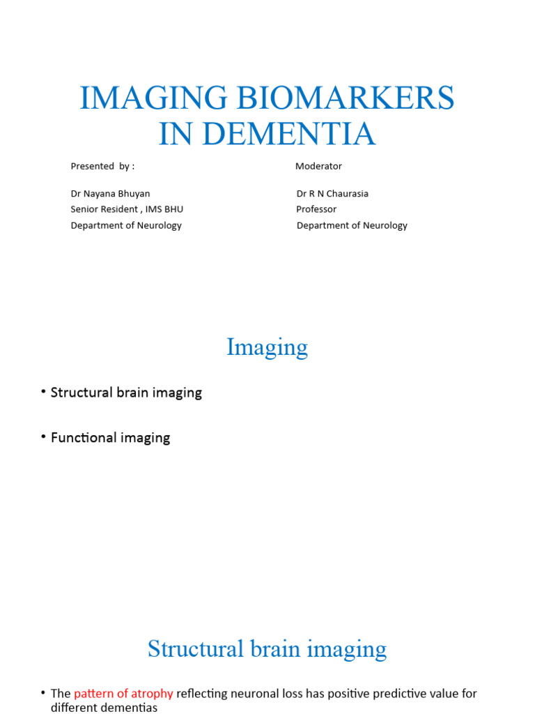 Imaging Biomarkers in Dementia | PDF | Neuroimaging | Medical Imaging Imaging Biomarkers in Dementia | PDF | Neuroimaging | Medical Imaging