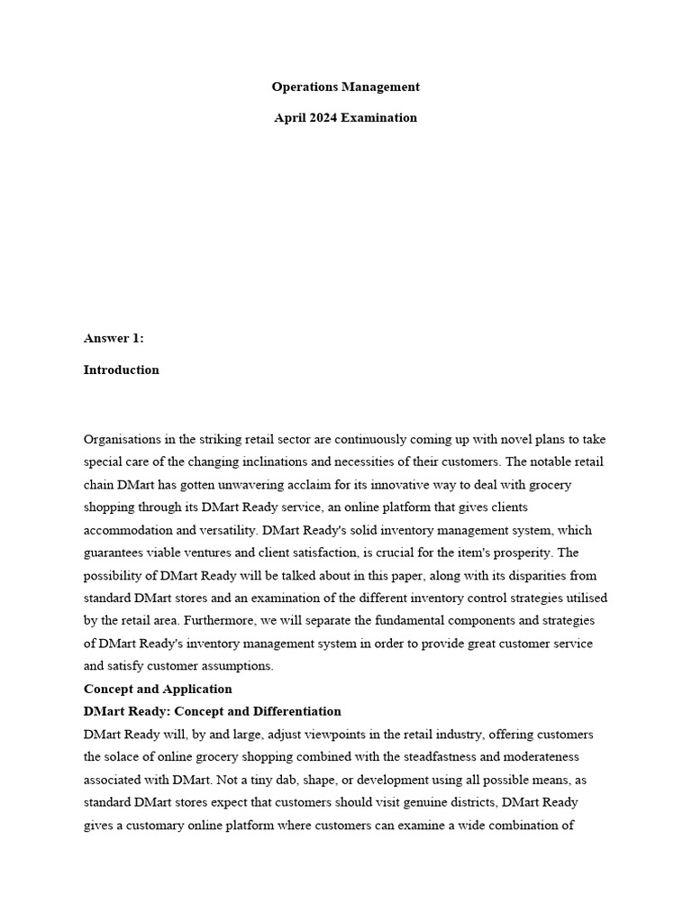 Operations Management April 2024 | PDF | Inventory | Electronic Data ...
