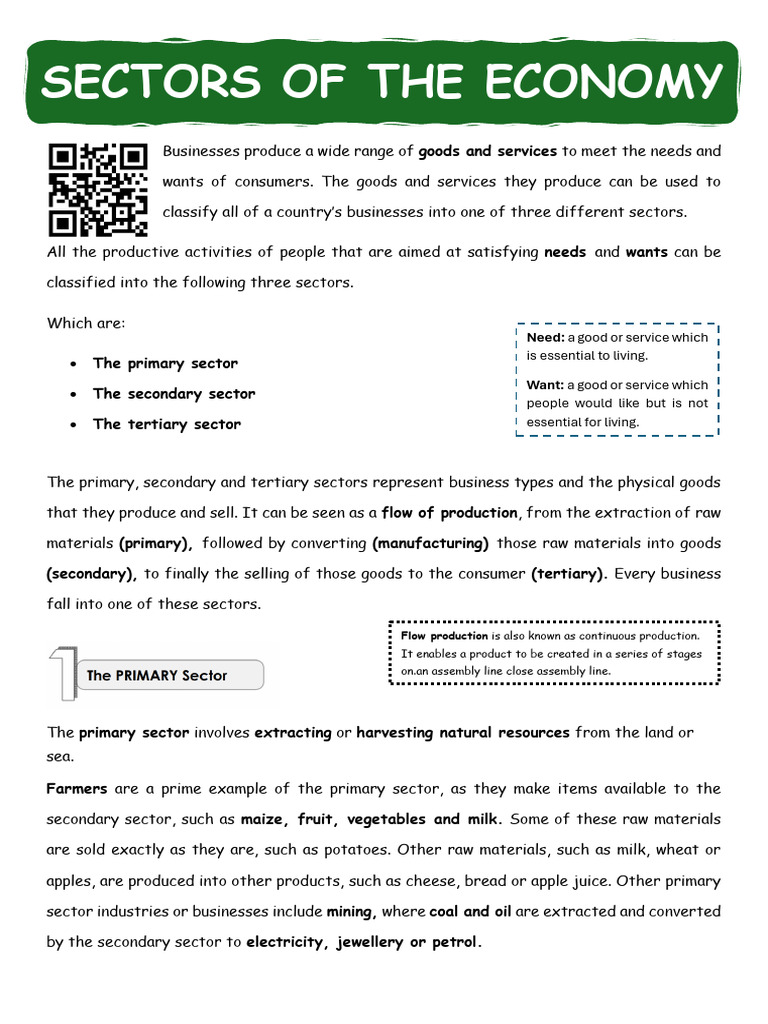 Understanding Economic Sectors | PDF | Goods | Agriculture