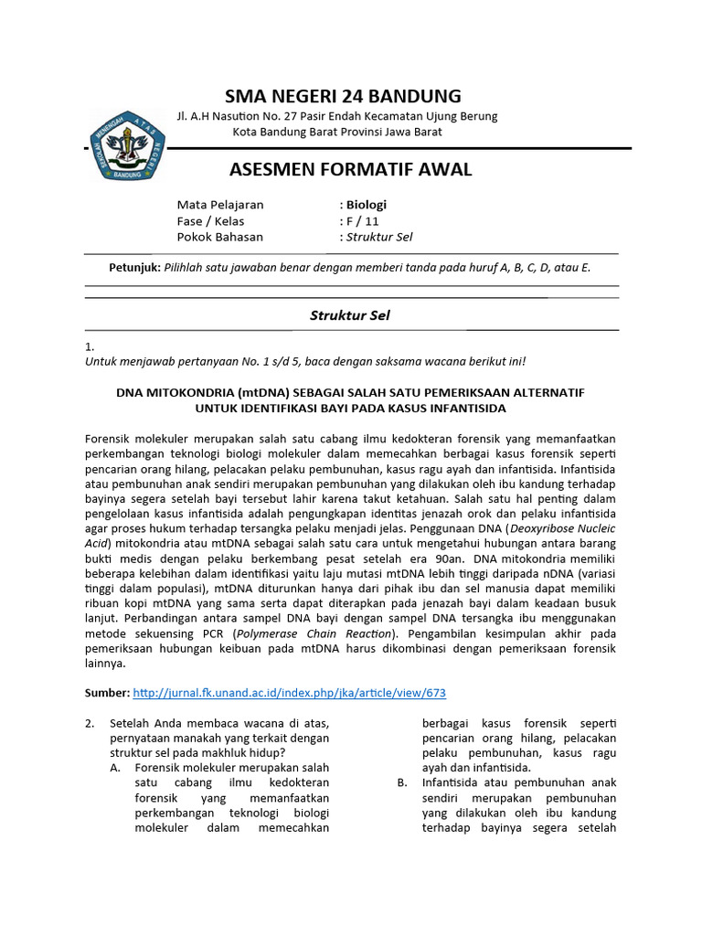 Asesmen Formatif Awal | PDF