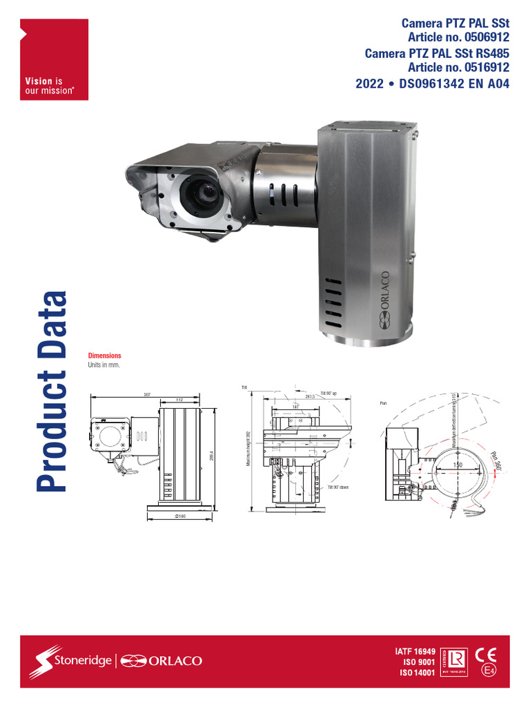 PTZ Camera Technical Specs | PDF | Zoom Lens | Camera