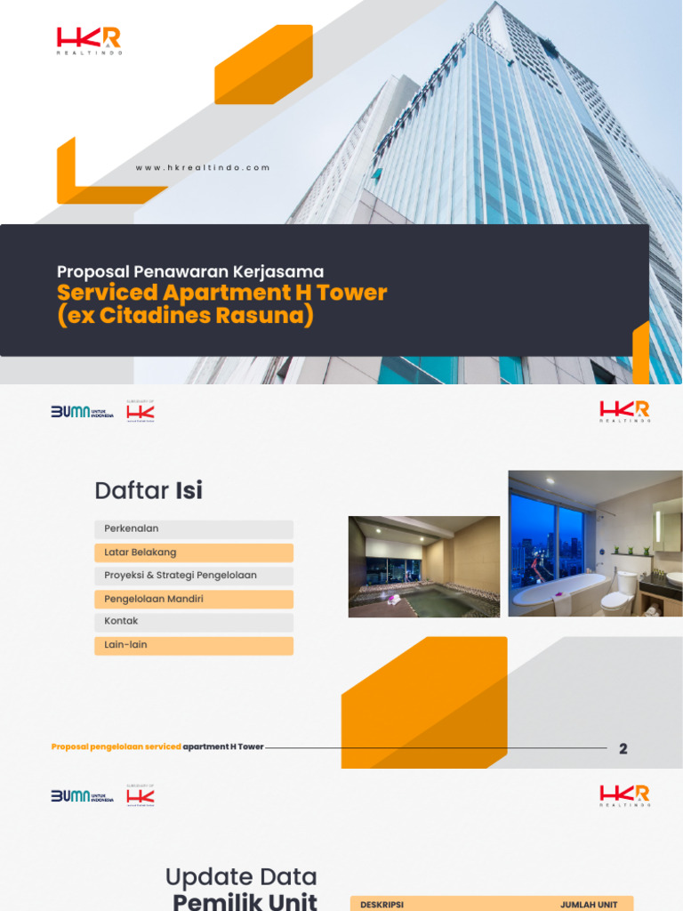 Proposal Serviced Apartment H Tower Rasuna REV | PDF