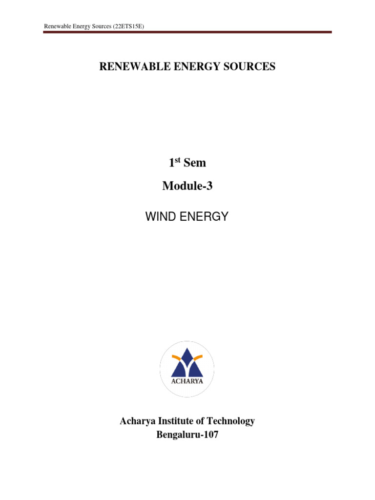 Module 3 - Wind Energy and Biomass Energy - Lecture Notes | PDF | Wind ...