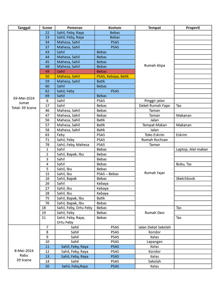 Jadwal Syuting-1-1 | PDF