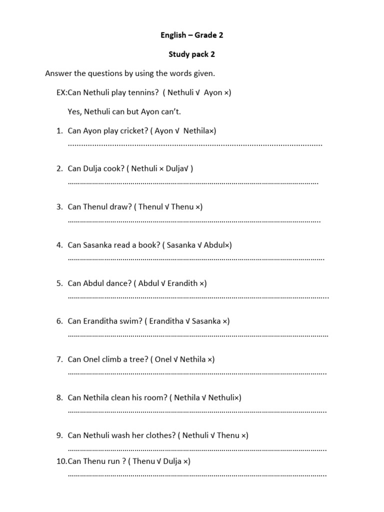 Grade 2 English Study Pack | PDF