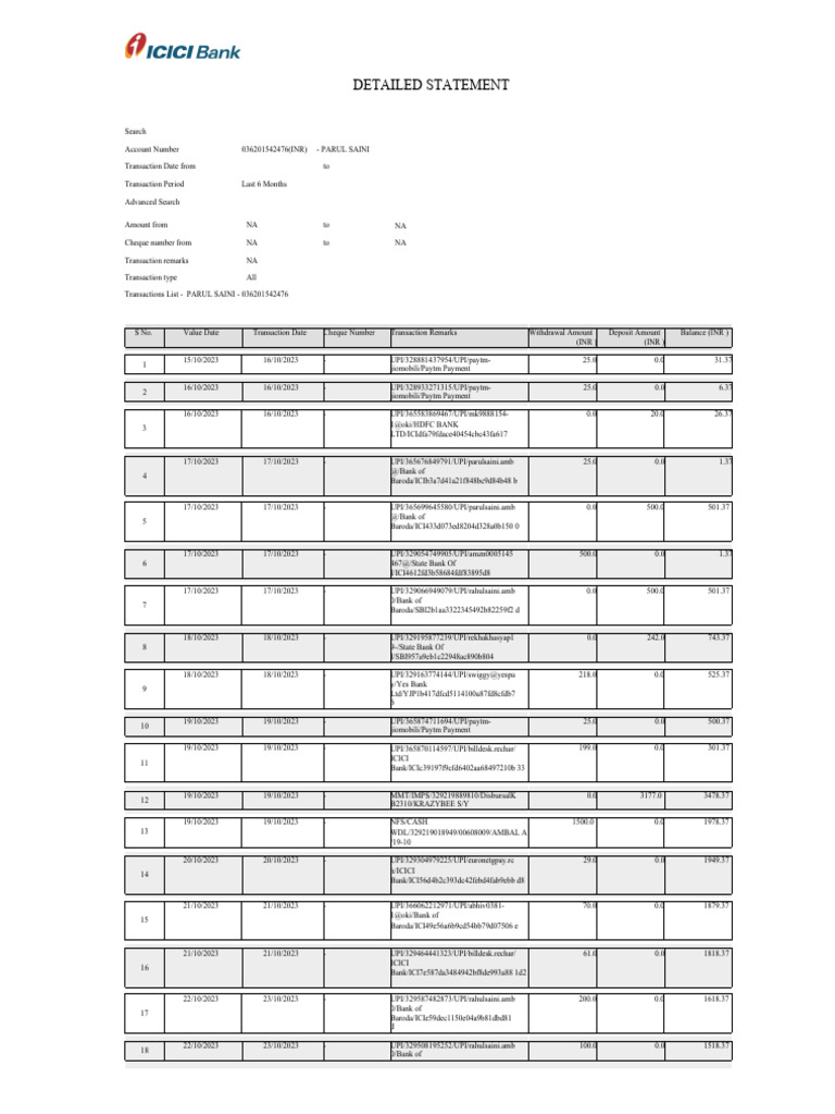 Account Statement Overview | PDF | Banks | Cheque