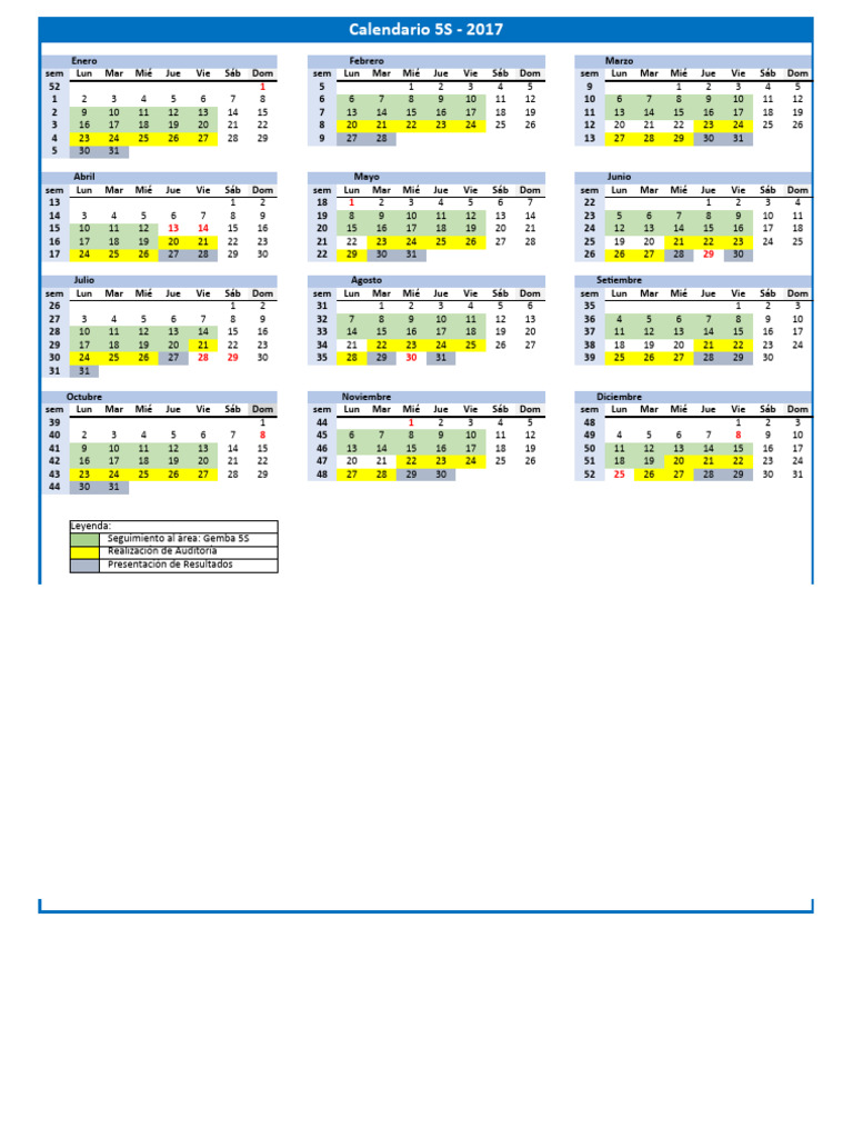 Calendario 5S | PDF