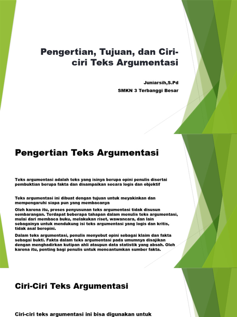 Pengertian, Tujuan, Dan Ciri-Ciri Teks Argumentasi (Pert 2) | PDF