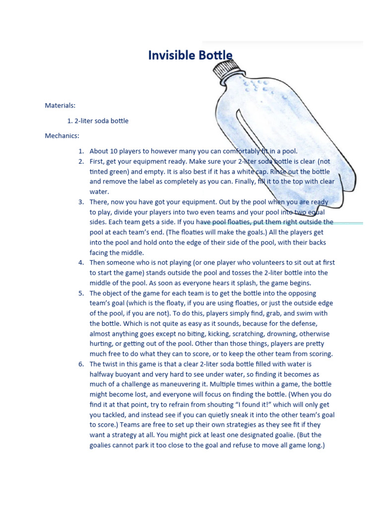Invisible Bottle game | PDF