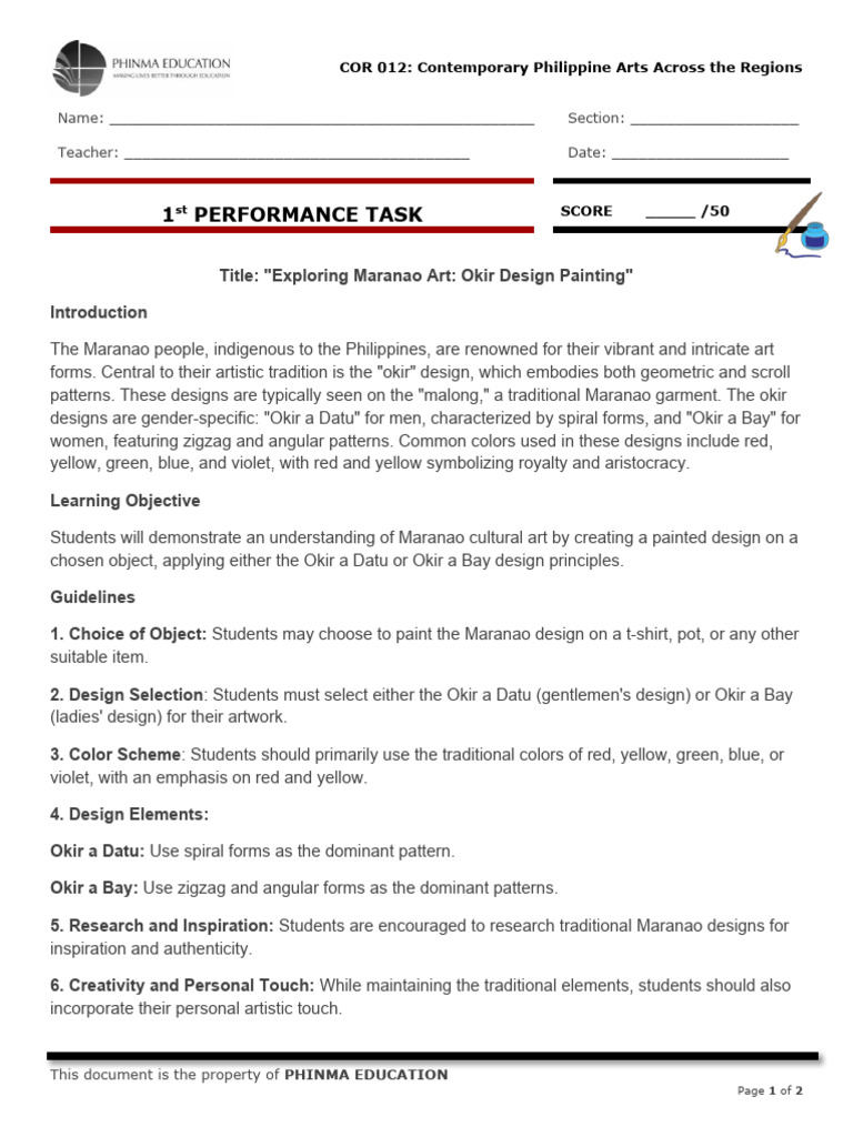 Cor 012 PT Guidelines and Rubrics | PDF