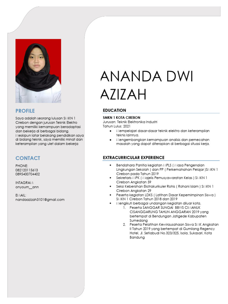 CV Ananda Dwi Azizah | PDF