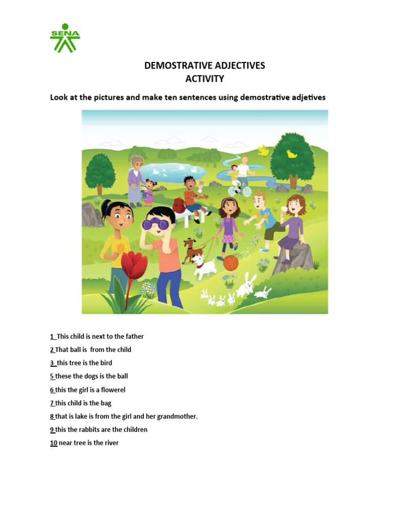 Demostrative Adjectives Activty | PDF