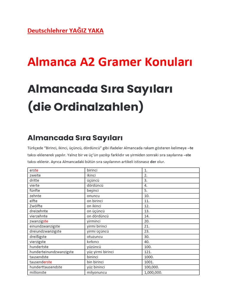 Genel A2 Gramer Konu Anlatimi | PDF