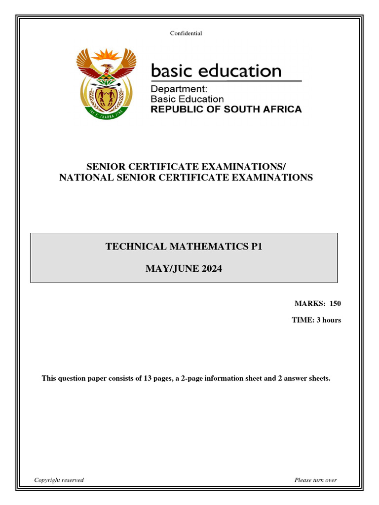 Technical Mathematics P1 May-June 2024 Eng | PDF | Function ...