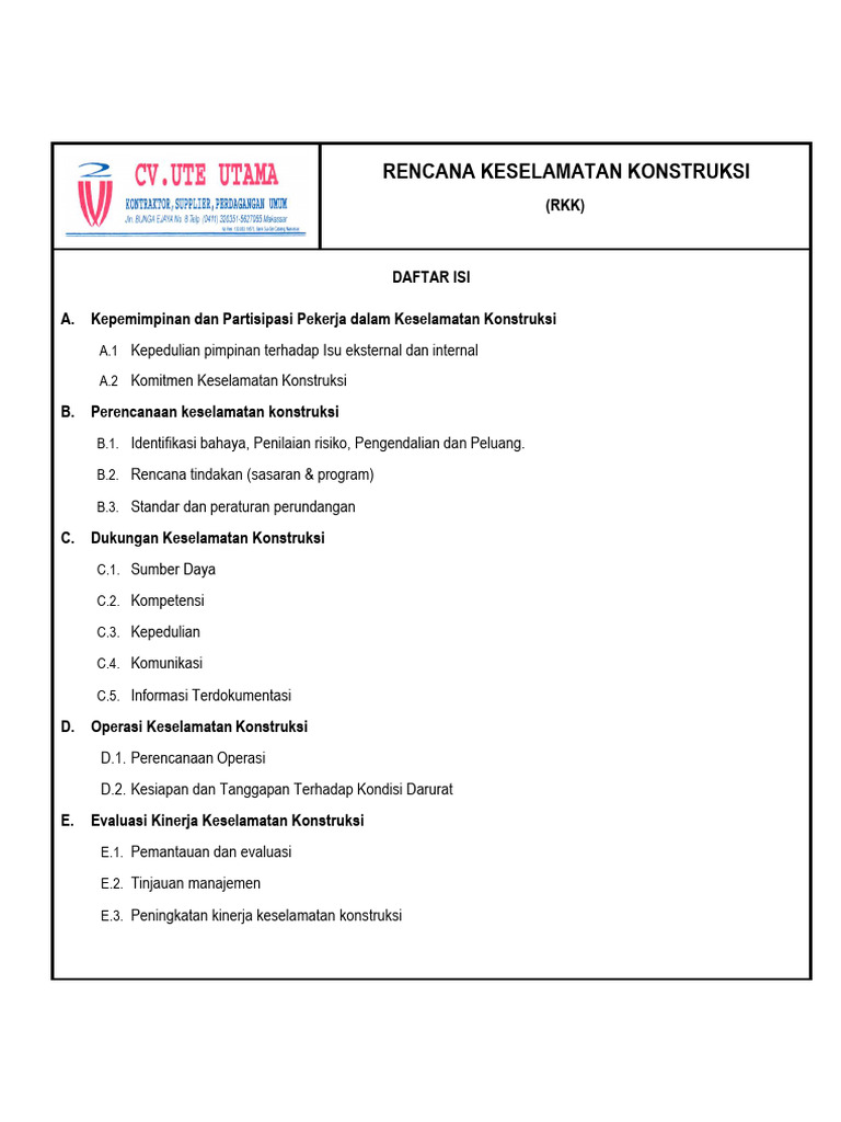 RKK Cv. Ute Utama | PDF