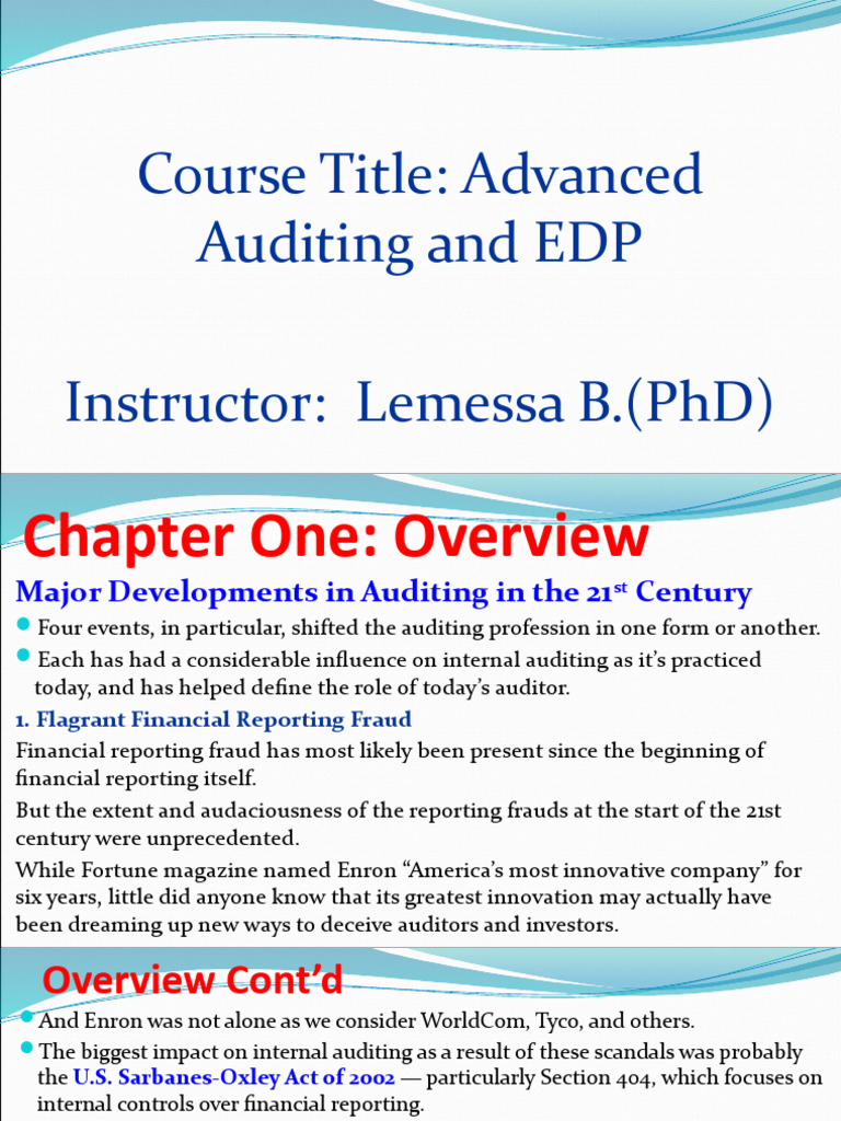 Chapter 1 - Advanced Auditing and EDP | PDF | Internal Audit | Audit