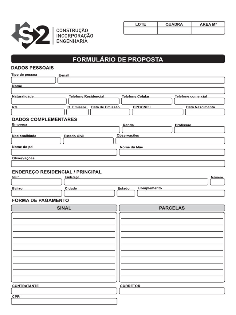 Formulario Proposta s2 | PDF