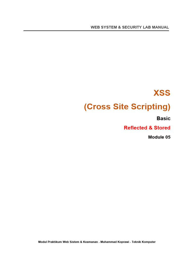 XSS (Cross Site Scripting) : Reflected & Stored | PDF