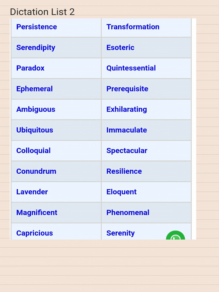 Dictation List 2 | PDF