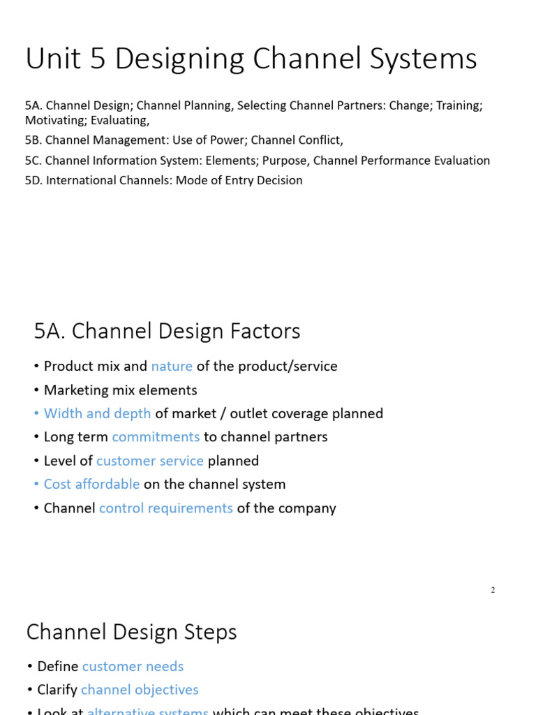 Unit 5 Designing Channel Systems Student Notes | PDF | Retail | Sales