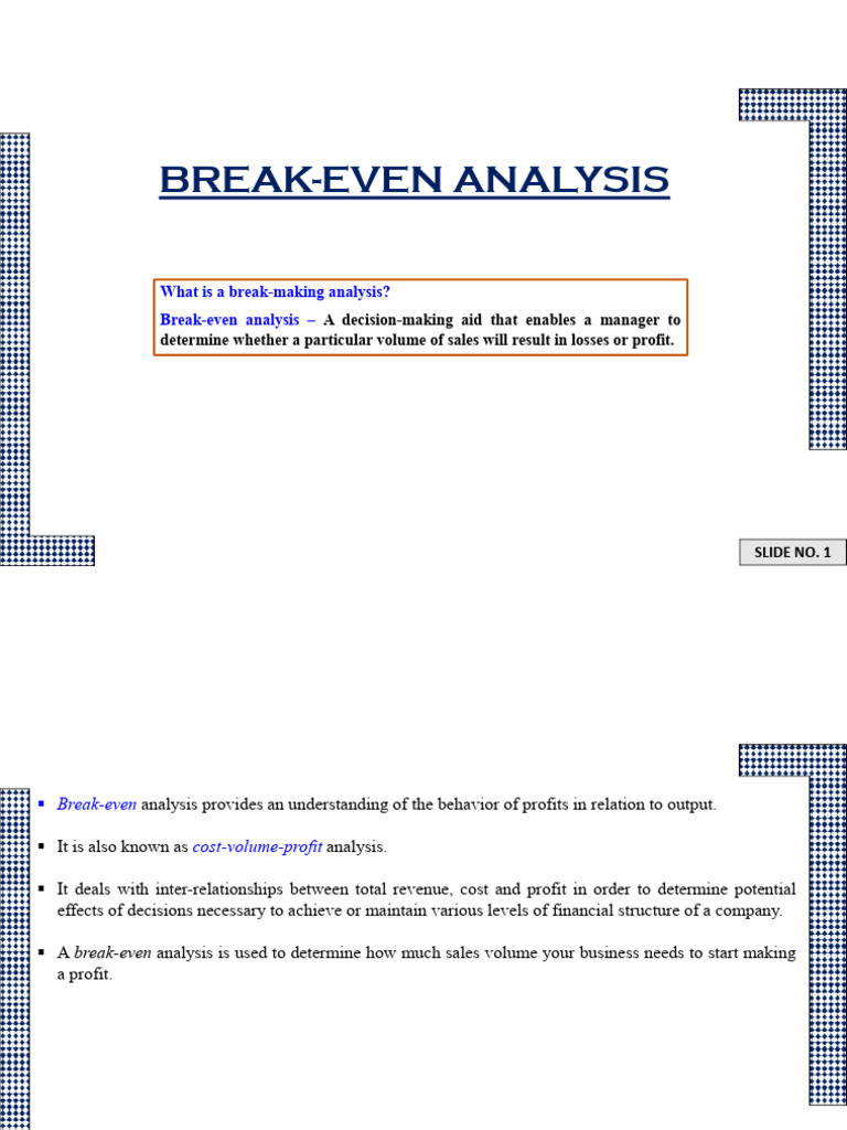 01.Break-Even Analysis | PDF | Financial Accounting | Management Accounting