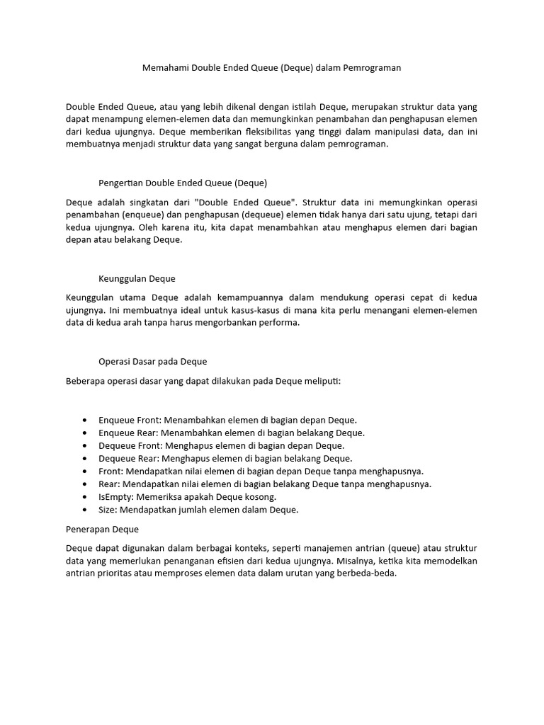 Memahami Double Ended Queue | PDF Memahami Double Ended Queue | PDF