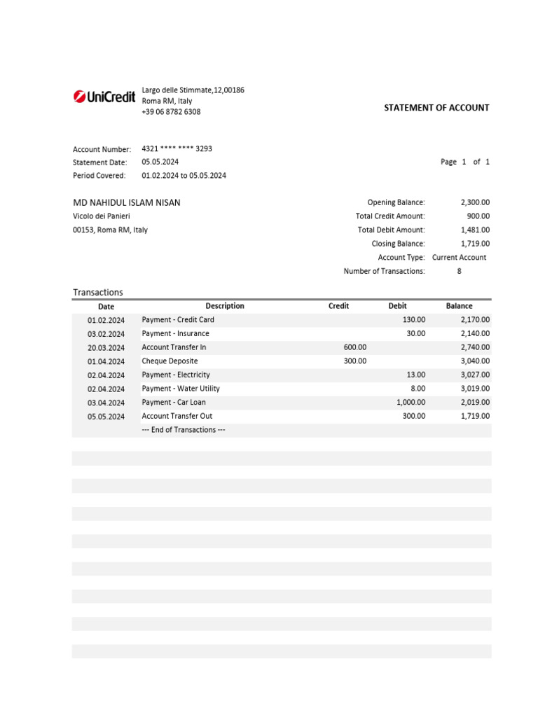 Edit Your Bank Statement Online | PDF