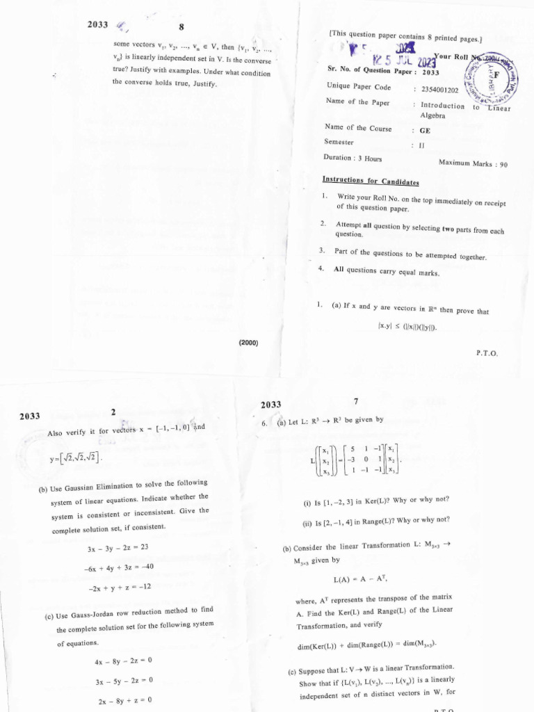 Introduction To Linear Algebra-1 | PDF