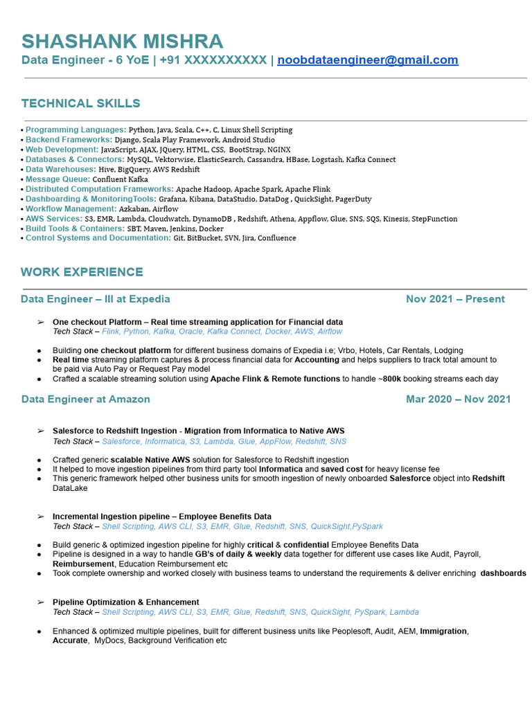 Resume_Template_1 | PDF | Apache Hadoop | Apache Spark