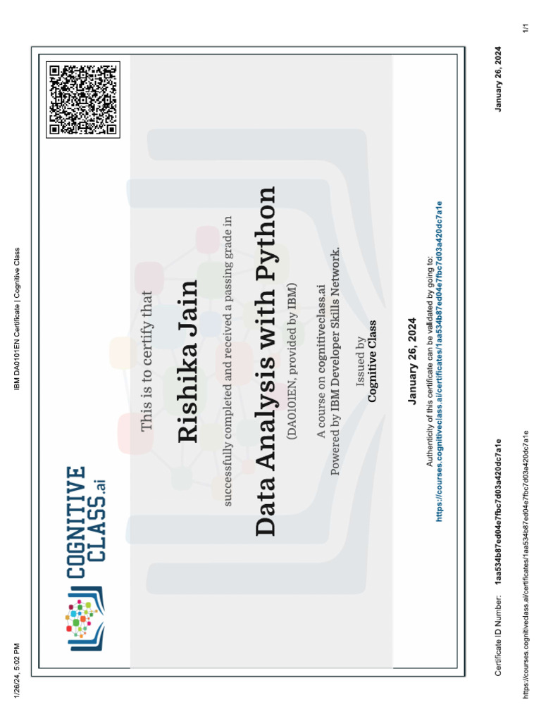 Certificate of Python Data Analysts | PDF