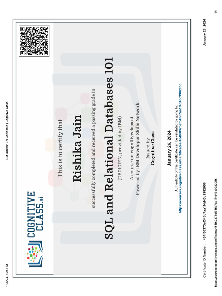 Certificate Of Sql Pdf
