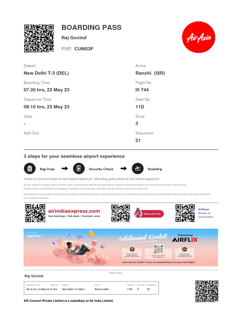 BoardingPass CUNS3F DELIXR | PDF | Aviation Accidents And Incidents | Aviation Safety