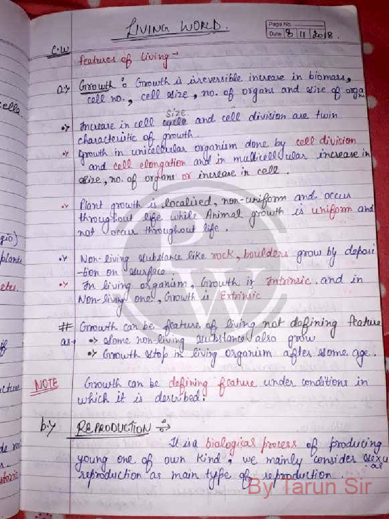 Living World - Handwritten Notes - Toppers Notes | PDF