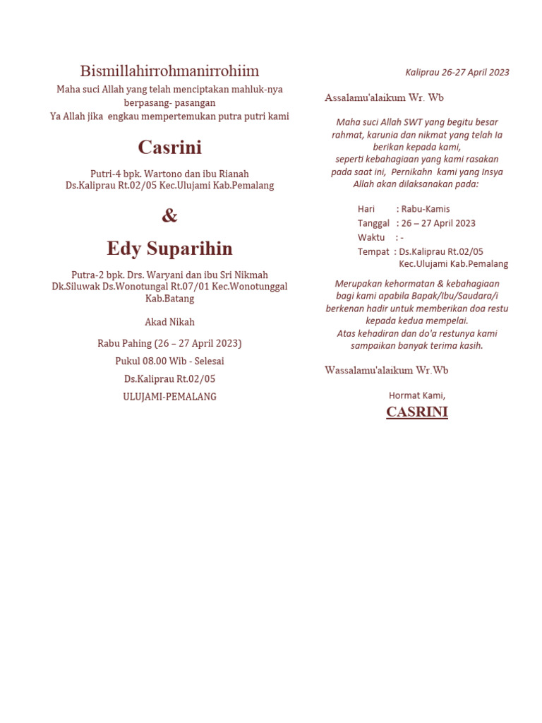 UNDANGAN Bolak Balik | PDF