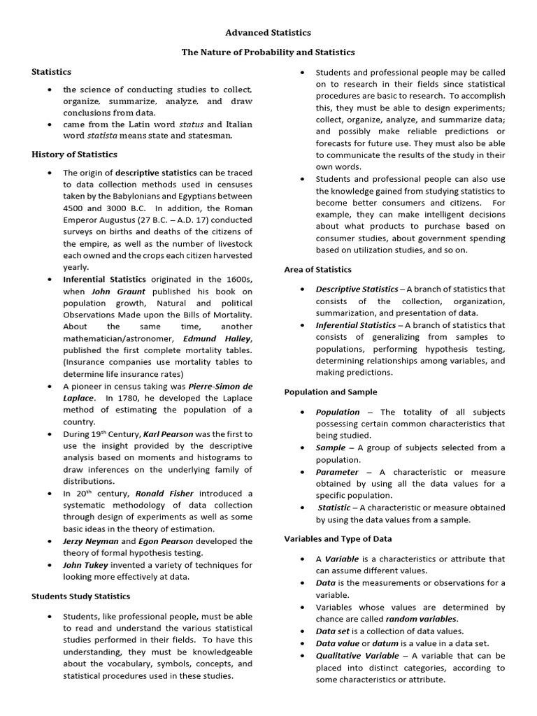Nature of Probability & Statistics | PDF | Cost Of Living | Sampling ...