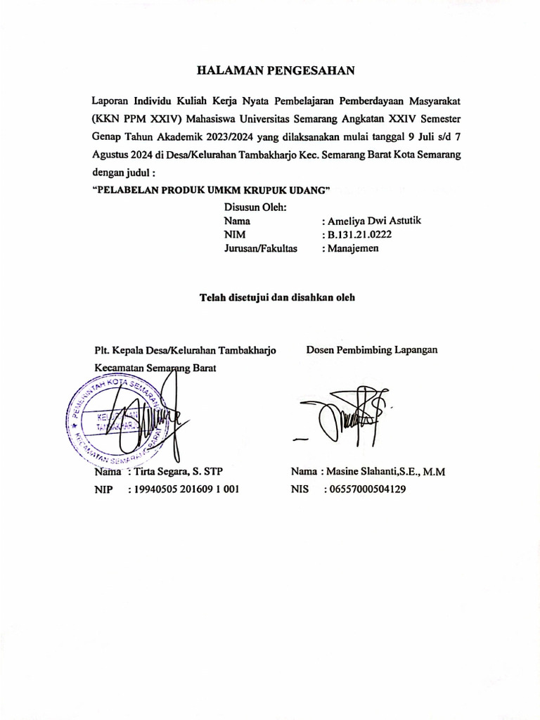 Hal. Pengesahan | PDF