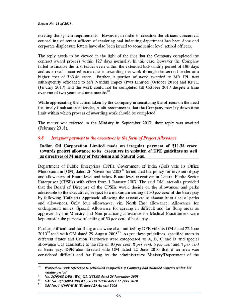 IOCL - Project Allowance Draft para | PDF