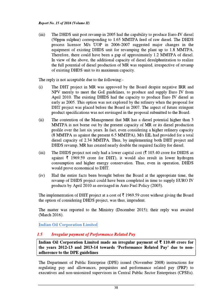 PRP From Non-Core Activities - Printed Draft para IOCL | PDF