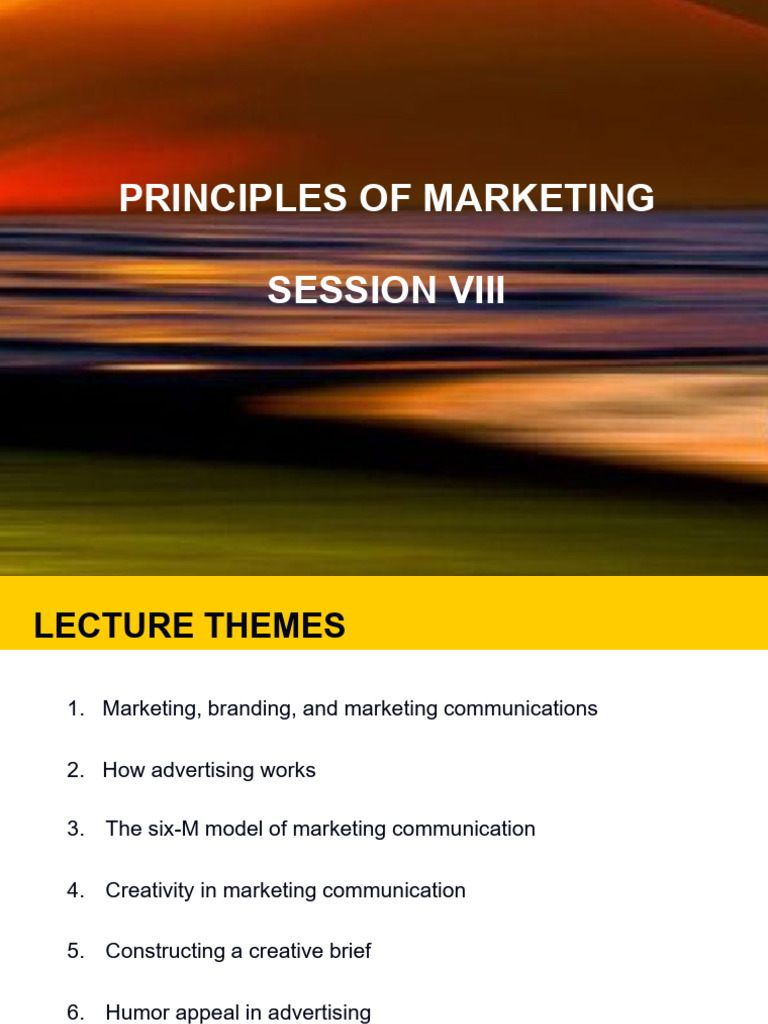 Principles of Marketing - Session VIII PROMOTION | PDF | Marketing Communications | Advertising
