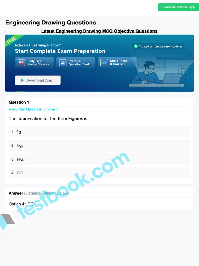 MCQ On Engineering Drawing 5eea6a1439140f30f369f2cd | PDF