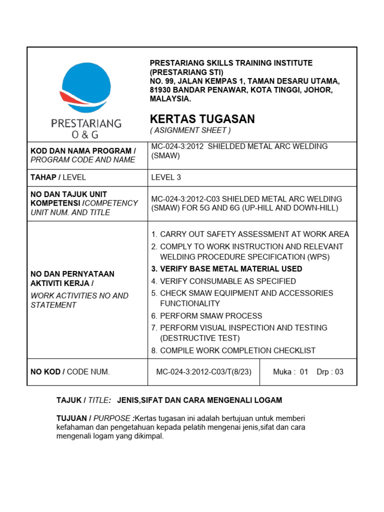Kertas Tugasan: (Asignment Sheet) | PDF | Technology & Engineering