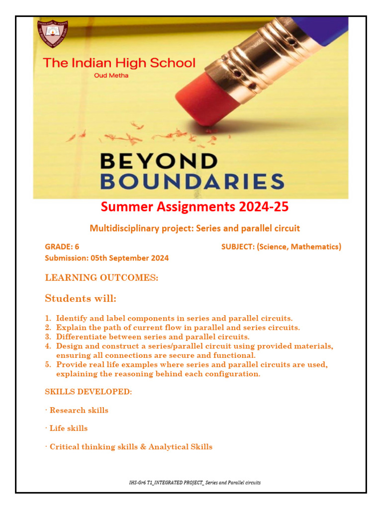 Grade 6 Integrated Project: Circuits | PDF | Series And Parallel ...