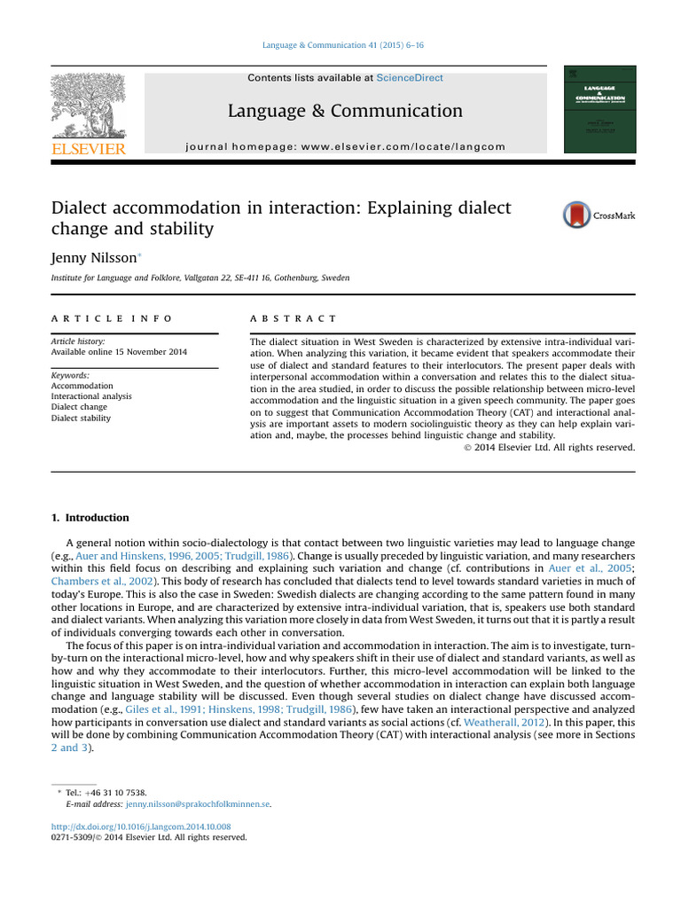 Dialect Accommodation in Interaction. Explaining Dialect Change and ...