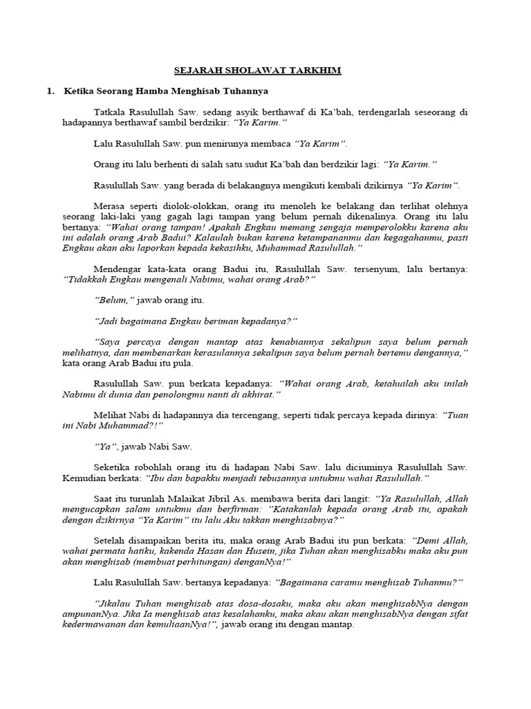 Sejarah Sholawat Tarkhim | PDF